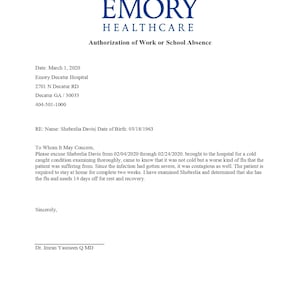 Printable Doctor's Excuse Template| Medical Office Forms| Work Excuse ...