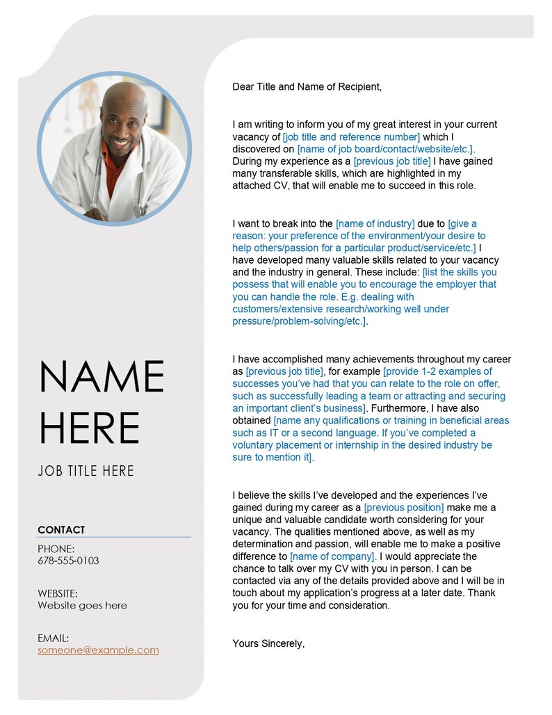 Custom Cover Letter Templates: Job Application Bundle (microsoft Word ...