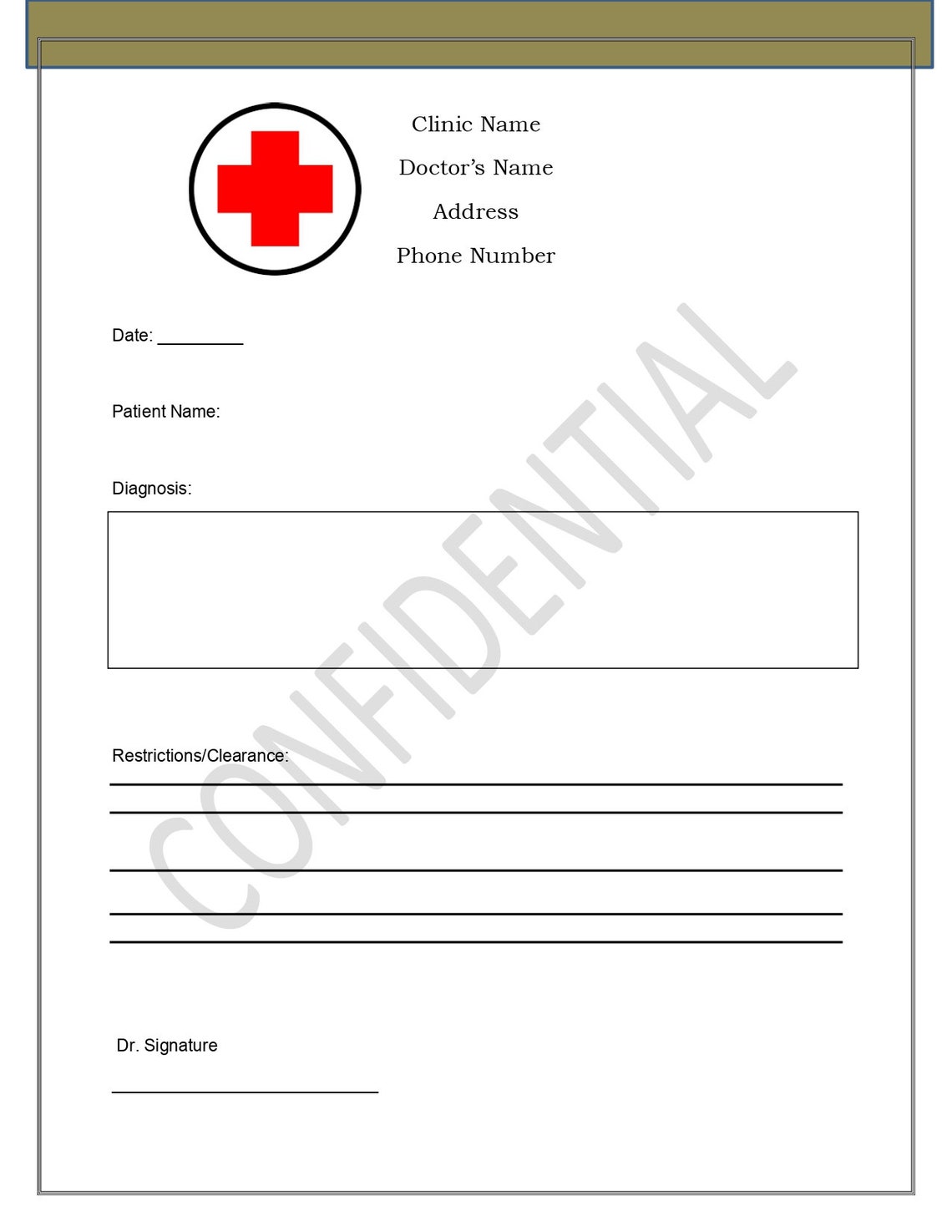 Printable Doctor's Excuse Template Medical Office Forms Work Excuse ...