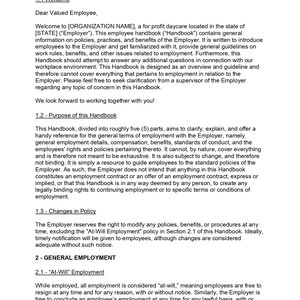 Daycare Employee Handbook| Fully Editable in Microsoft Word| Instant ...