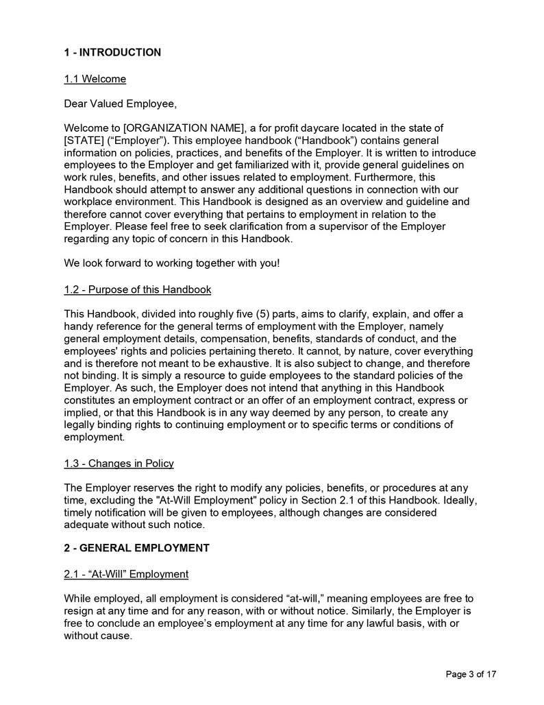 Daycare Employee Handbook| Fully Editable in Microsoft Word| Instant ...