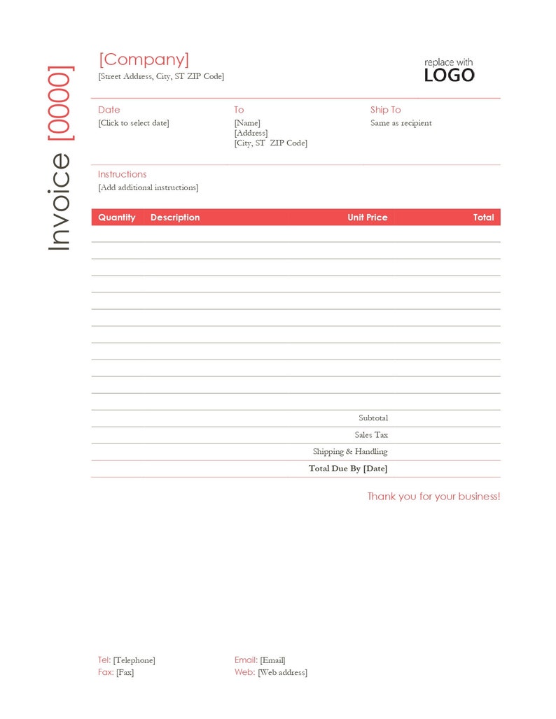Invoice Template Editable, Small Business Custom Order Form Printable ...