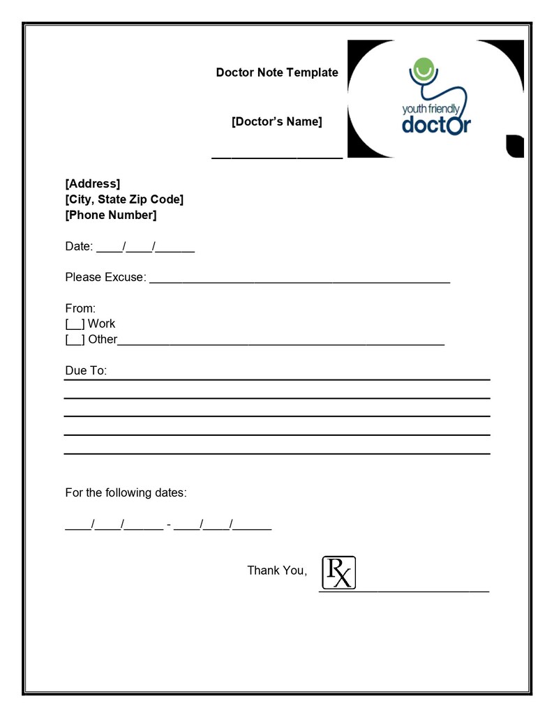 Printable Doctor's Excuse Template| Medical Office Forms| Work Excuse ...