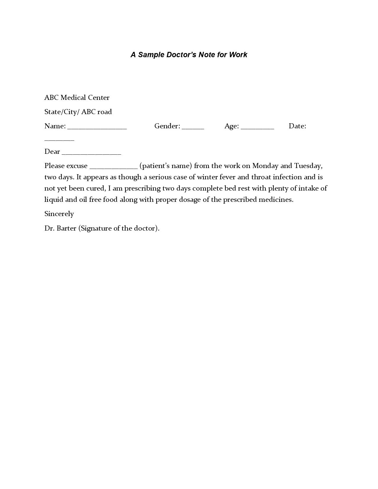 Printable Doctor's Excuse Template| Medical Office Forms| Work Excuse ...