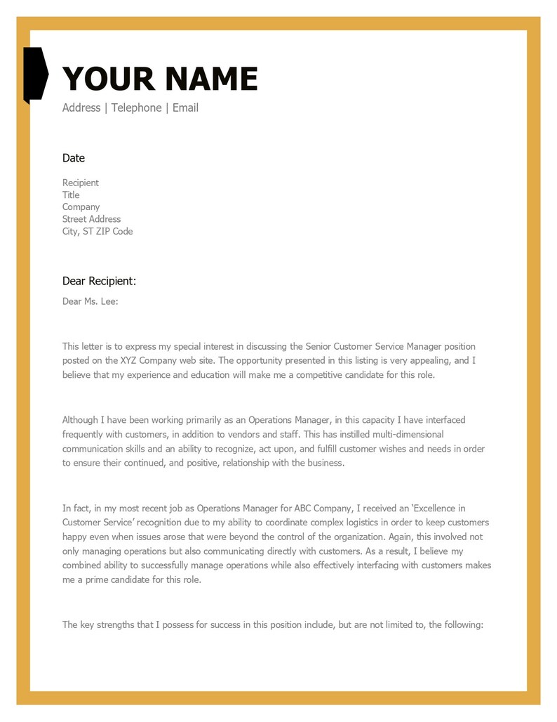 Custom Cover Letter Templates: Job Application Bundle (microsoft Word ...