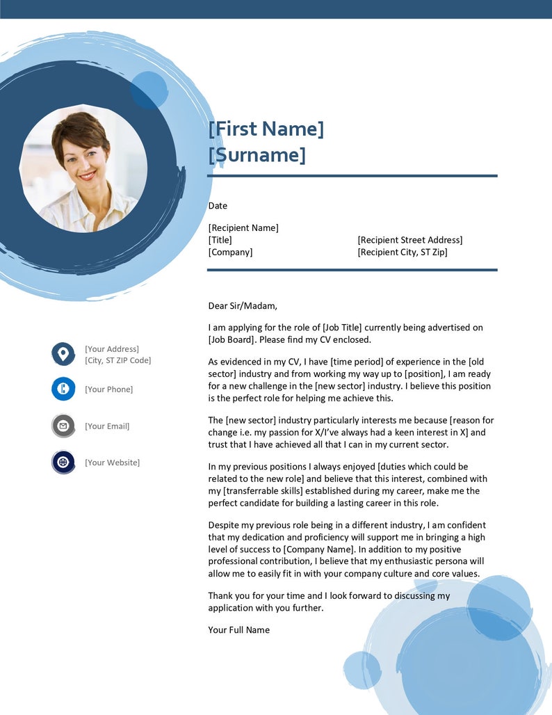 Custom Cover Letter Templates: Job Application Bundle (microsoft Word ...