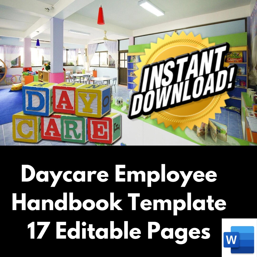 Daycare Employee Handbook| Fully Editable in Microsoft Word| Instant ...