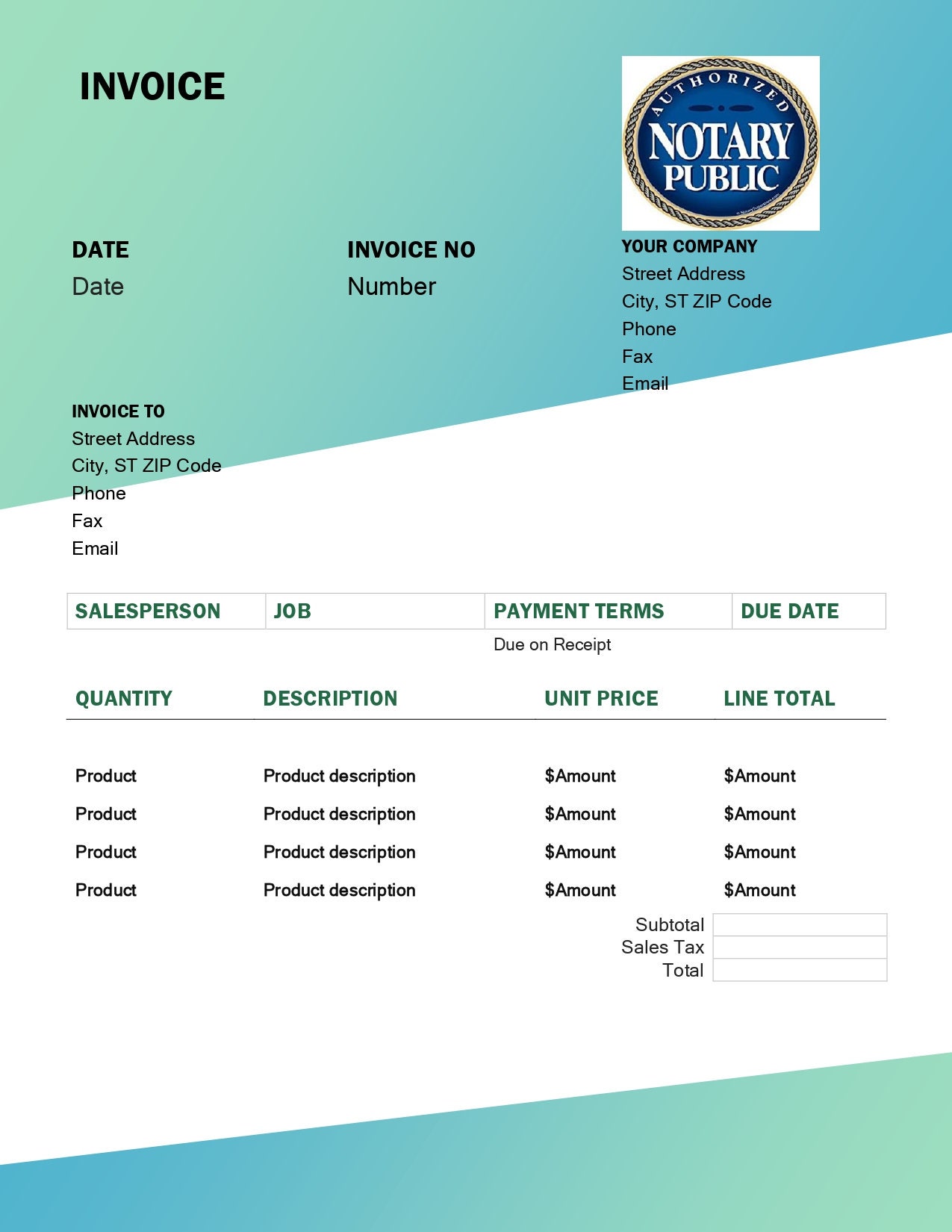 4 Notary Invoice Templates Bonus: Notary Log Journal Notary Supplies ...