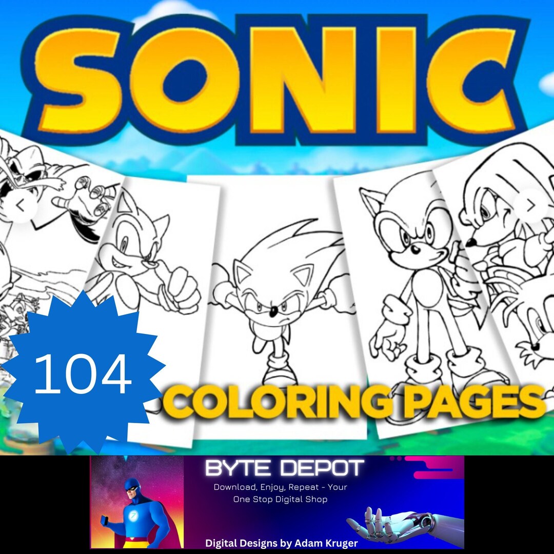 104 Sonic the Hedgehog Coloring Pages- Instant Download - Etsy