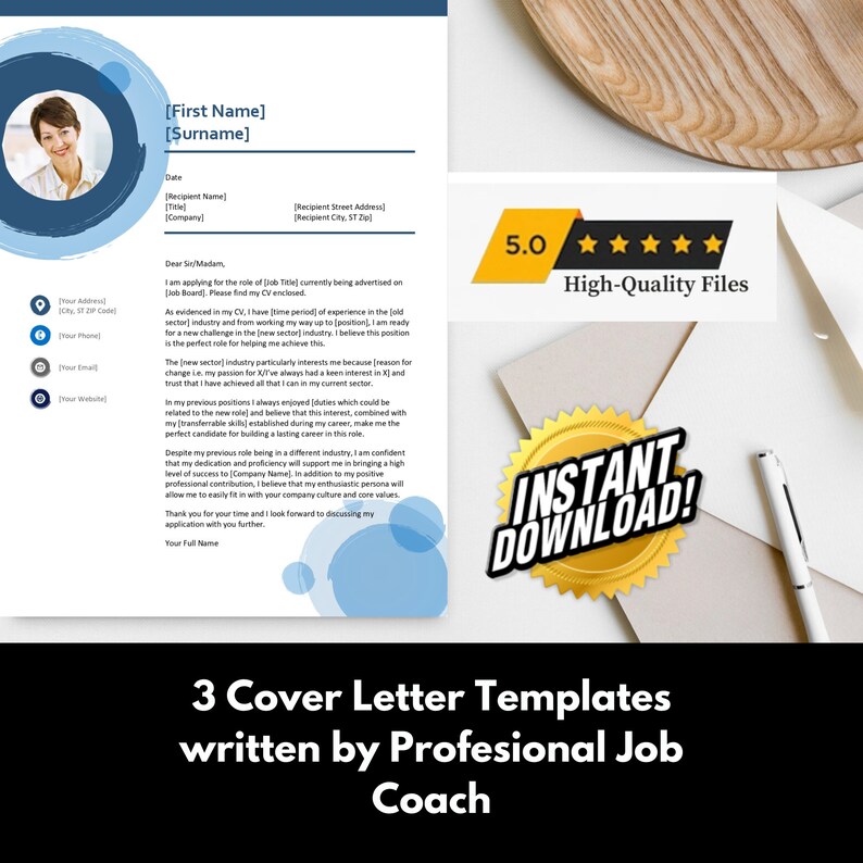 Custom Cover Letter Templates: Job Application Bundle (microsoft Word ...
