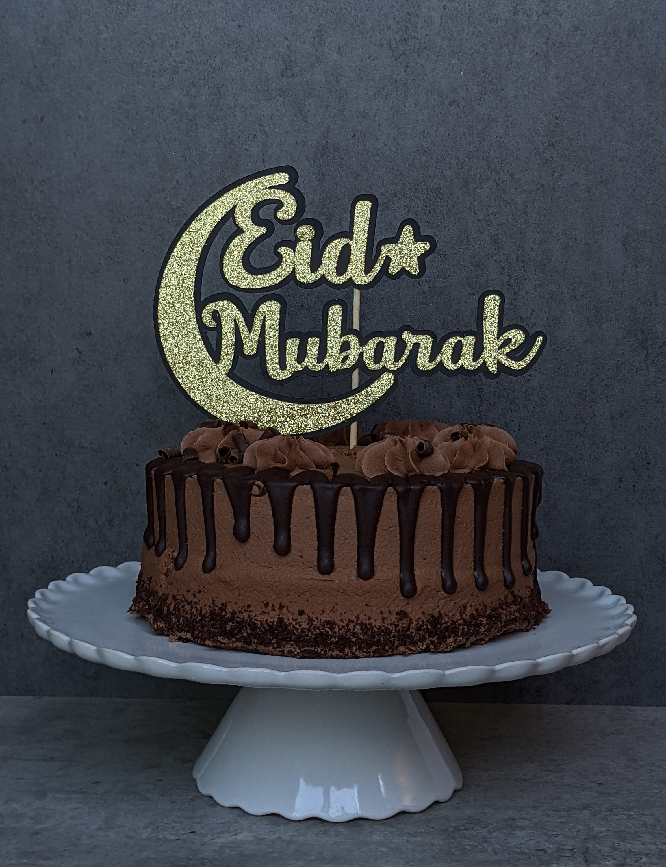 Eid Mubarak Cake Topper, Low Shed Glitter, Glitter Gold Cake Topper ...