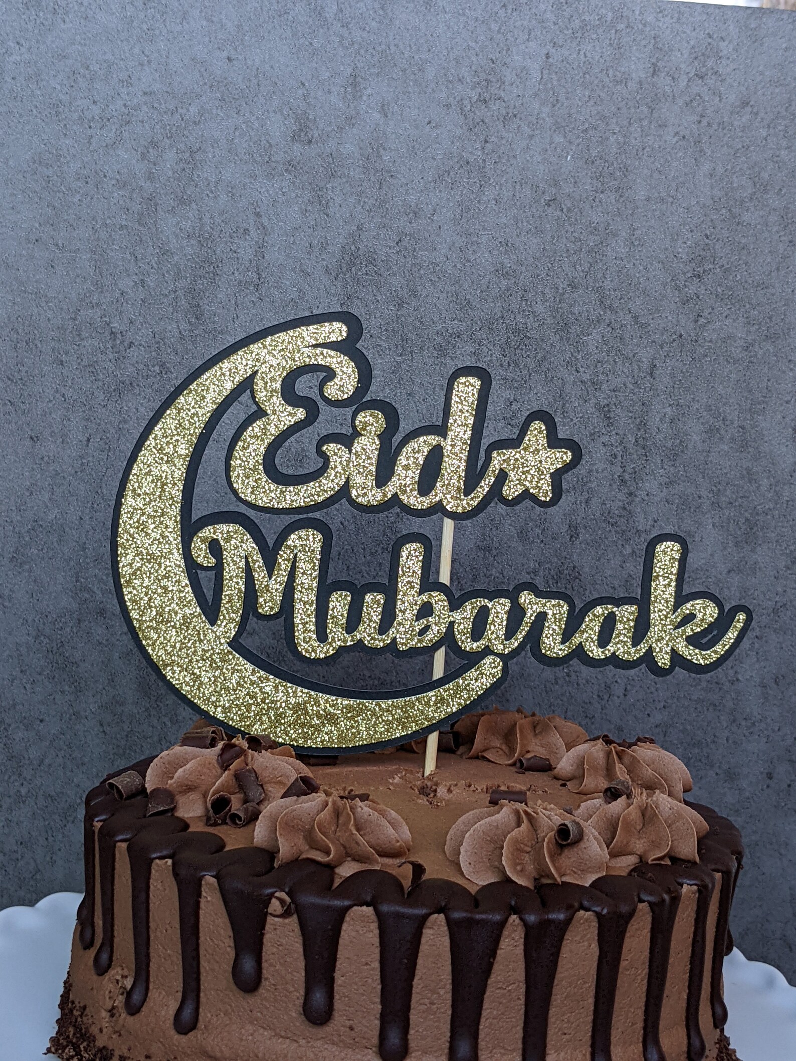 Eid Mubarak Cake Topper, Low Shed Glitter, Glitter Gold Cake Topper ...