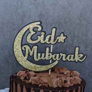 Eid Mubarak Cake Topper, Low Shed Glitter, Glitter Gold Cake Topper ...