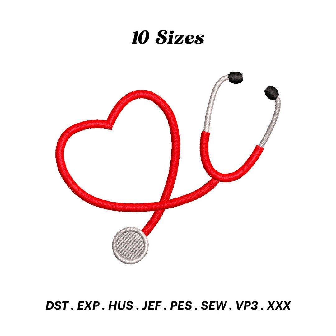 Stethoscope Heart Embroidery Design: Nurse Gift (instant Download) - Etsy