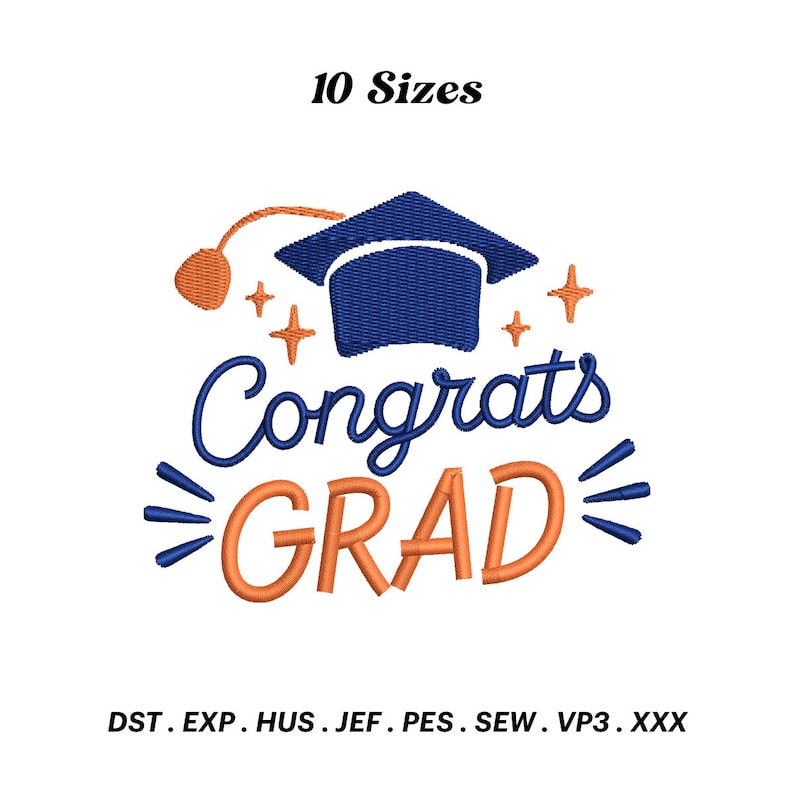 Congrats Grad Embroidery Design: Graduation Cap (digital Download) - Etsy