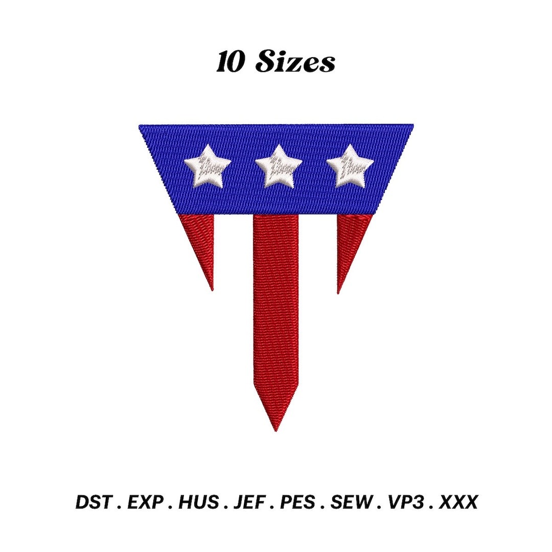 Triangle American Flag Embroidery Design, USA Flag Embroidery, Folded ...