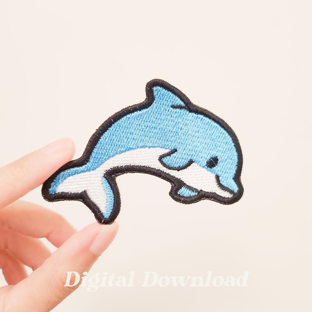 Cute Dolphin Embroidery Design, Ocean Animal Embroidery Patch, Kids ...