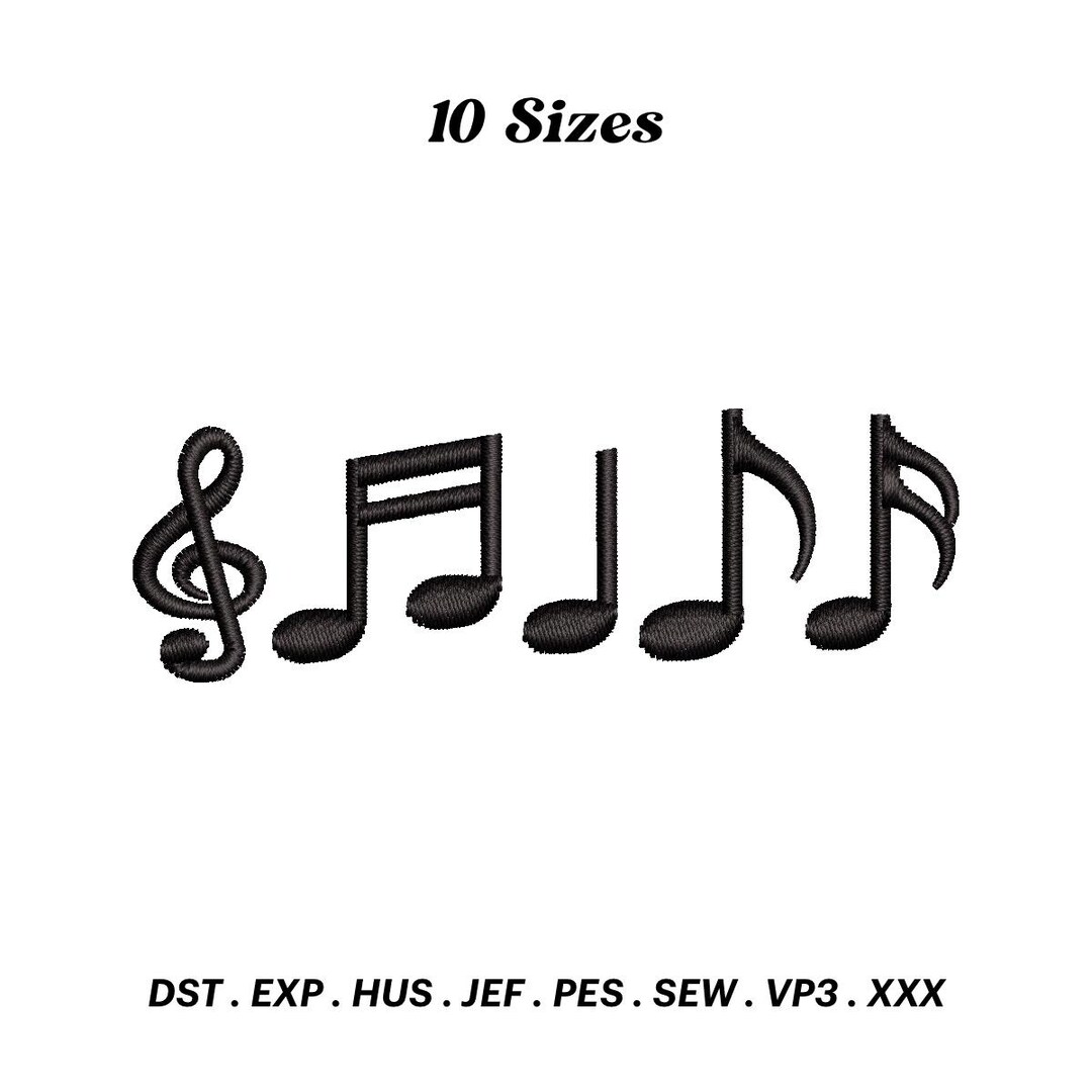 Music Notes Embroidery Design: Silhouette Stitch (instant Download) - Etsy