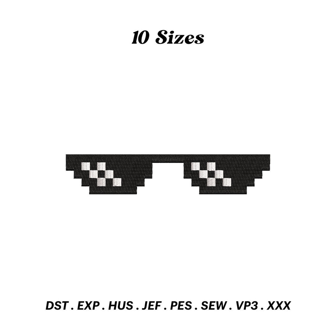 Thug Life Sunglasses Embroidery Design, Cool Glasses Embroidery File ...