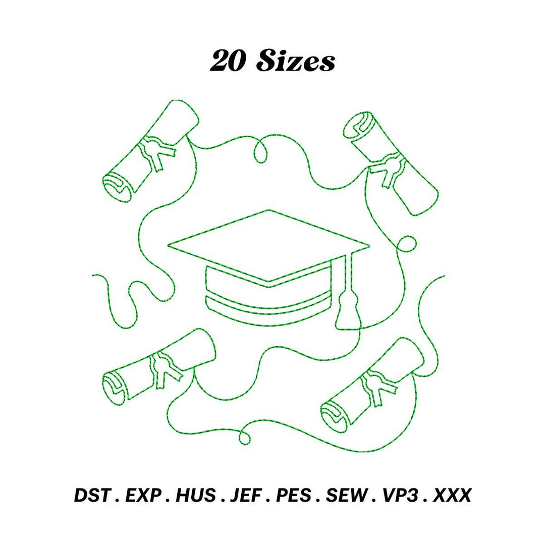 Graduation Cap Quilt Embroidery Design: Diploma Gift (digital Download ...