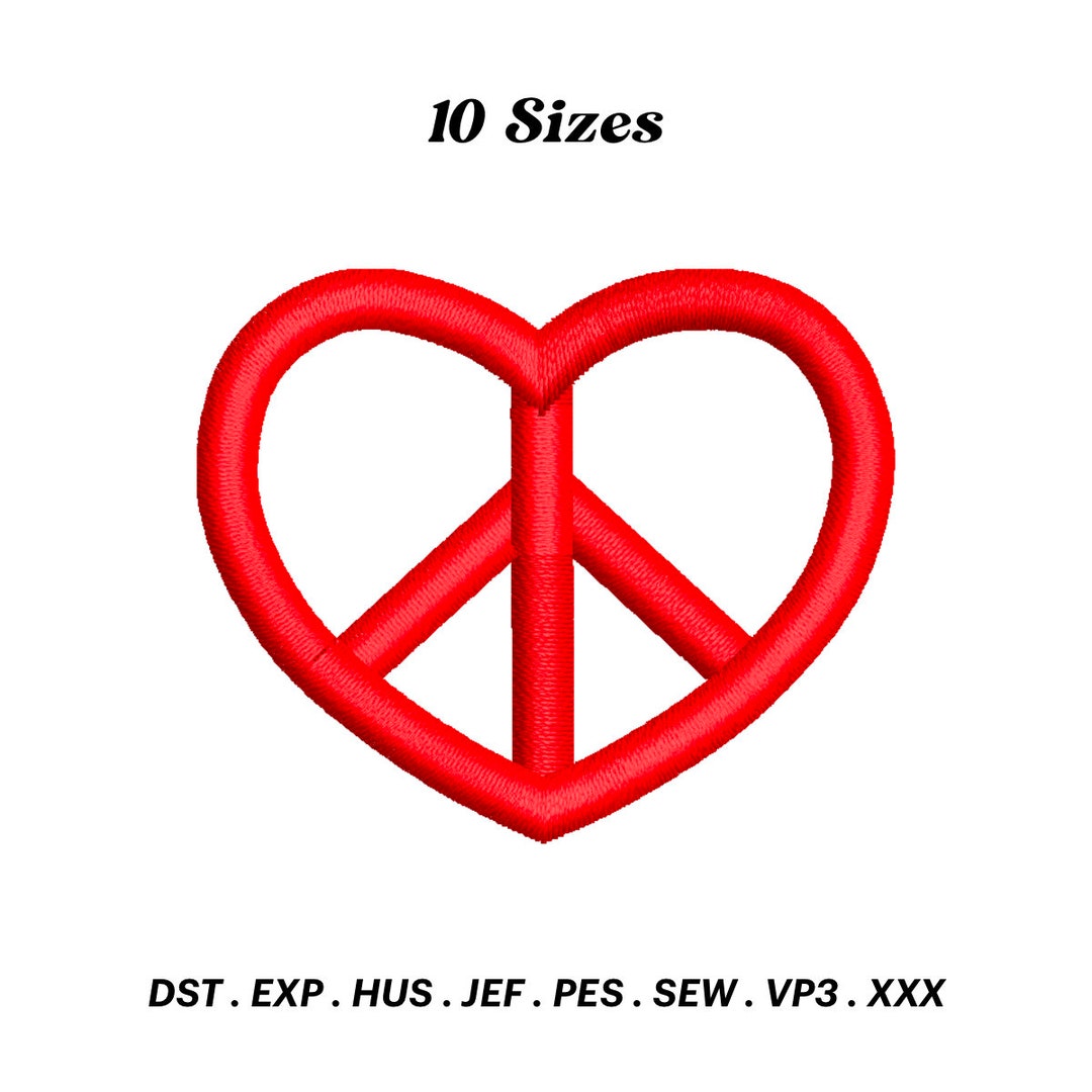 Heart Peace Sign Embroidery Design, Peace Hand Symbol, Beginner, Love ...