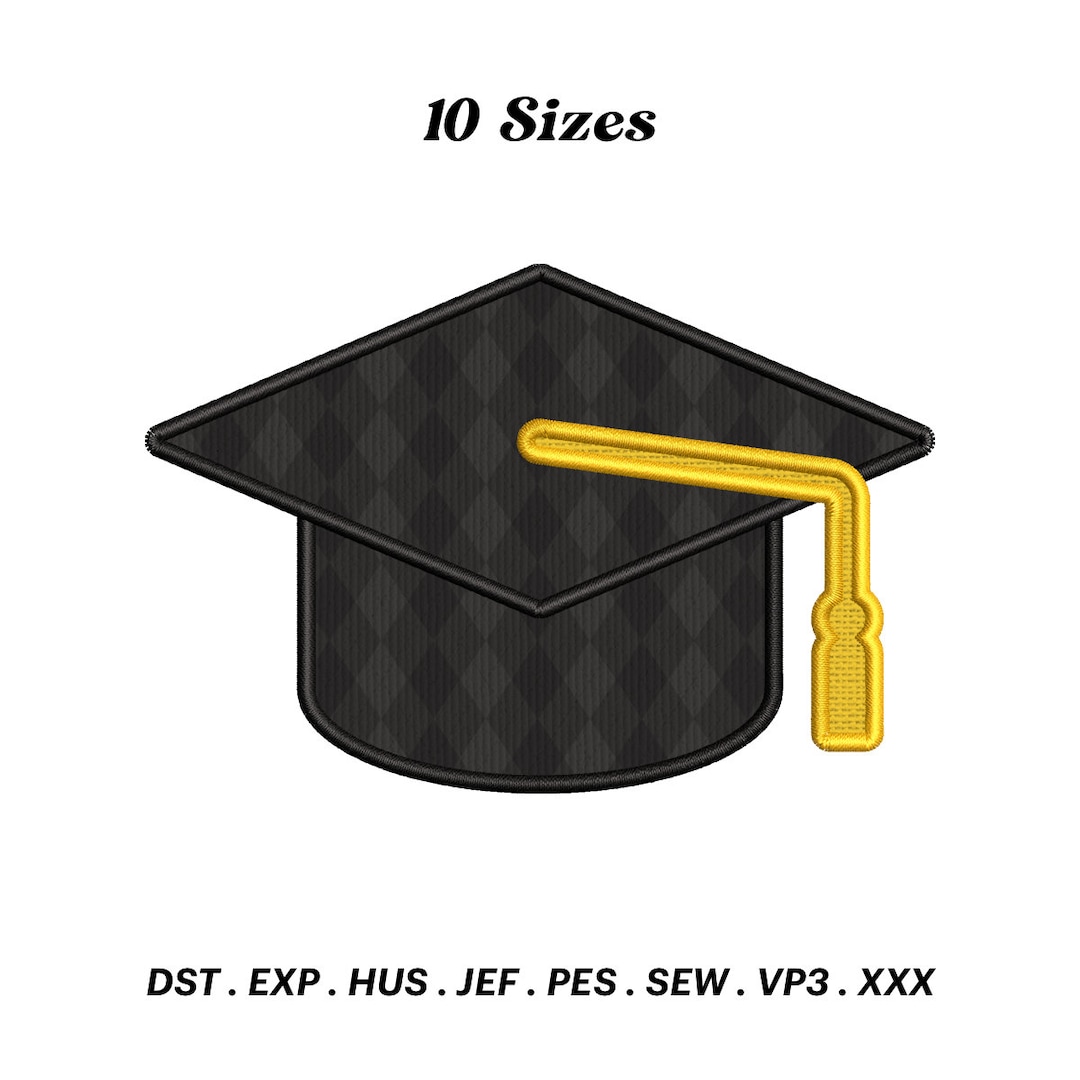 Graduation Cap Applique Embroidery Design, Graduated Student ...