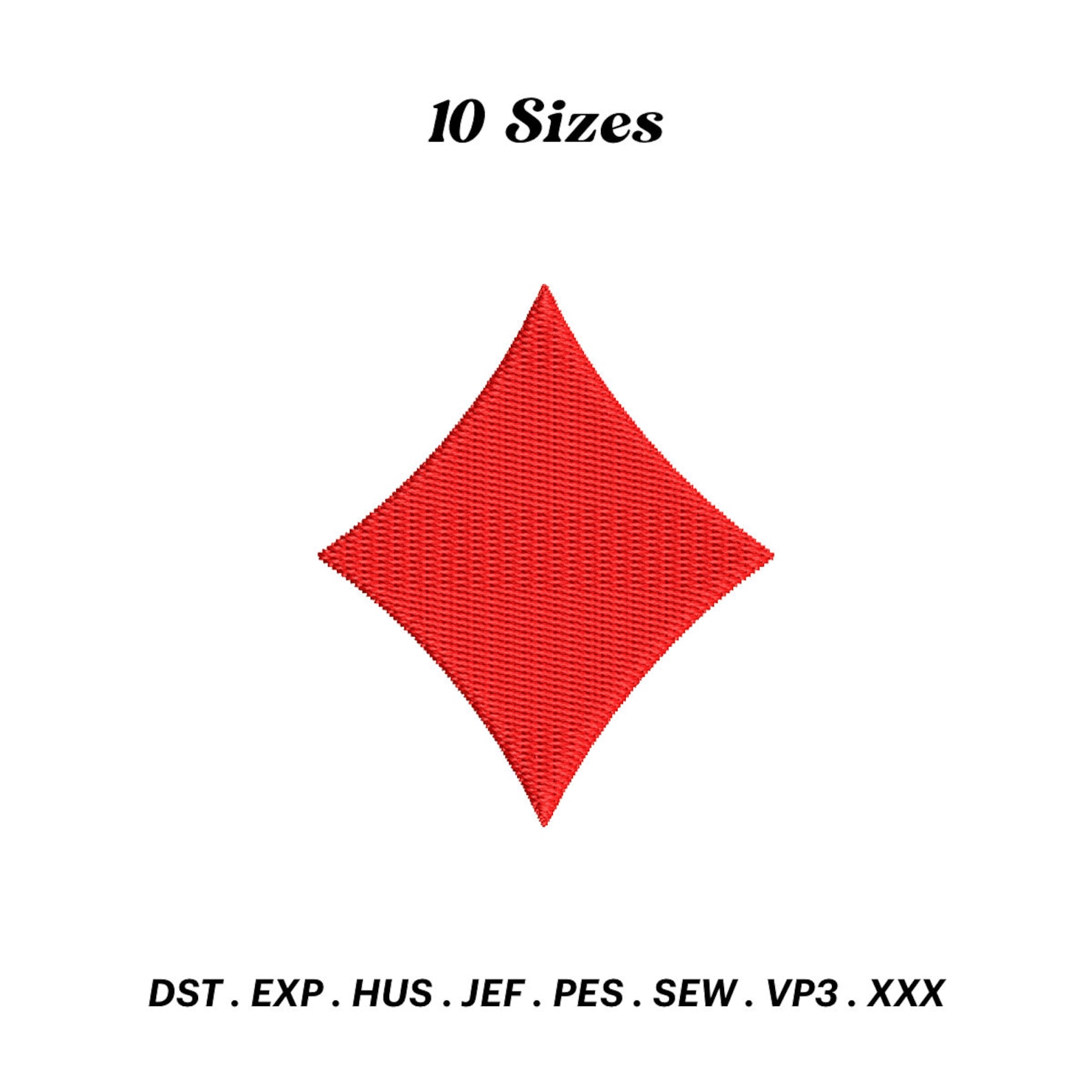Card Diamond Icon Embroidery Design: Ace of Diamonds Pattern (digital ...