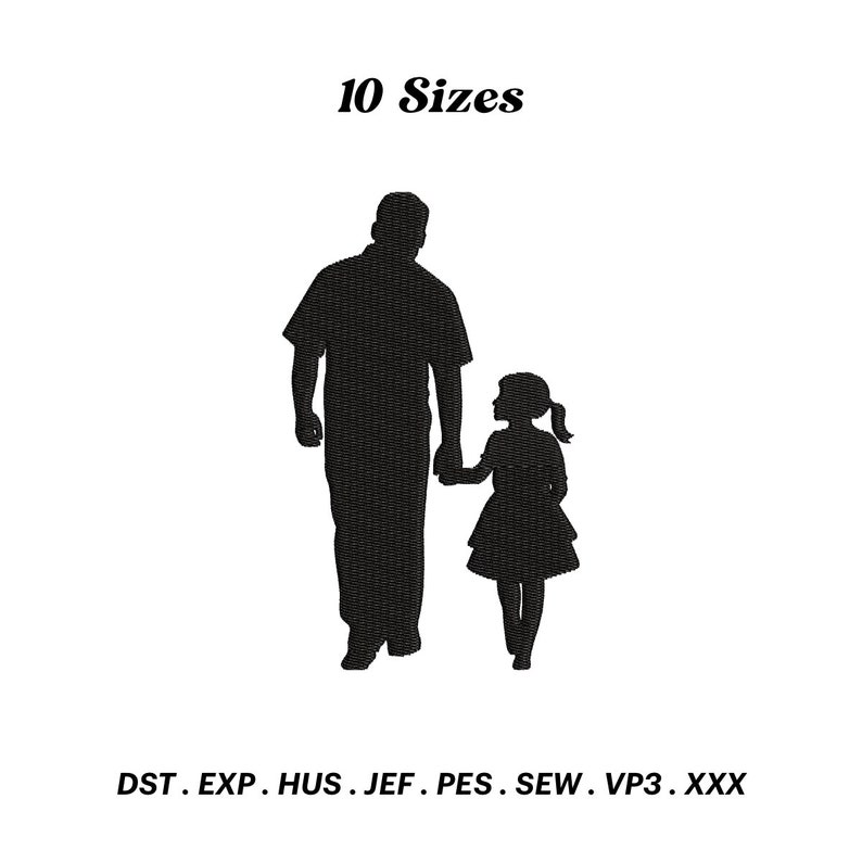 Father Daughter Silhouette Embroidery Design: Bonding Stitching ...