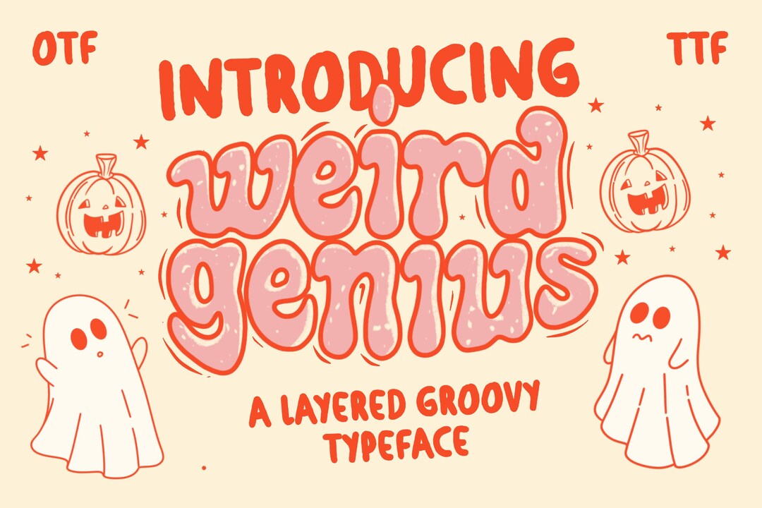Weird Genius Font, Groovy Handwriting Font, Halloween Vibe, Retro ...