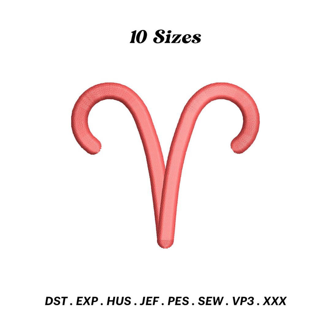 Aries Sign Embroidery Design, Zodiac Sign Embroidery, Aries Symbol ...