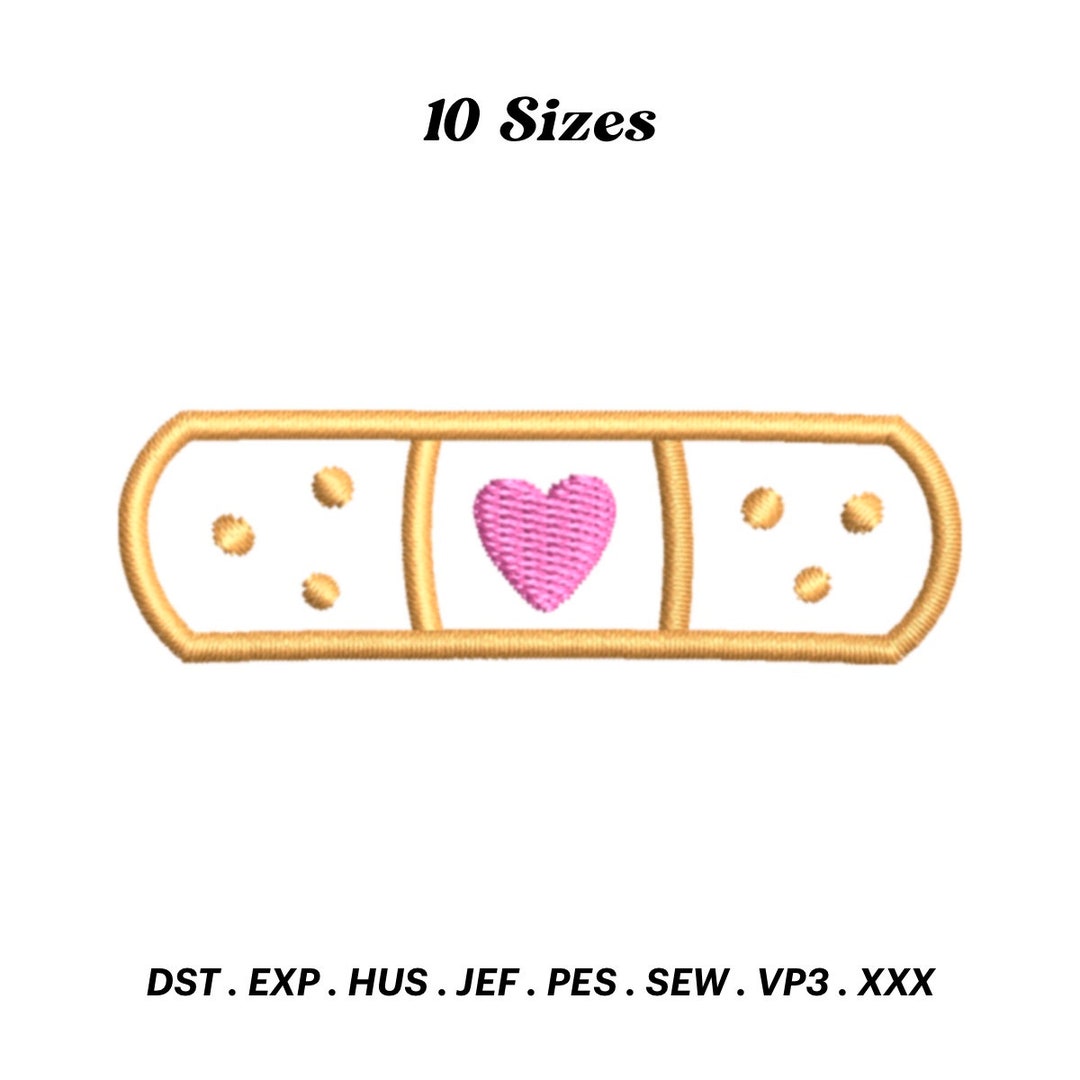 Love Band Aid Embroidery Design, Love Nurse, Pink Bandage Embroidery ...