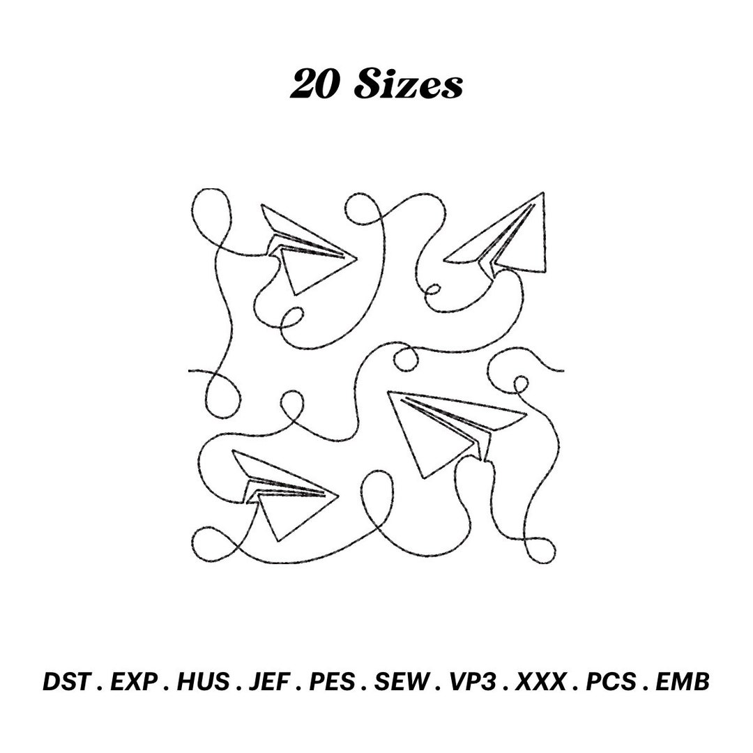 Paper Plane Quilt Embroidery Design, Paper Plane Block Embroidery ...