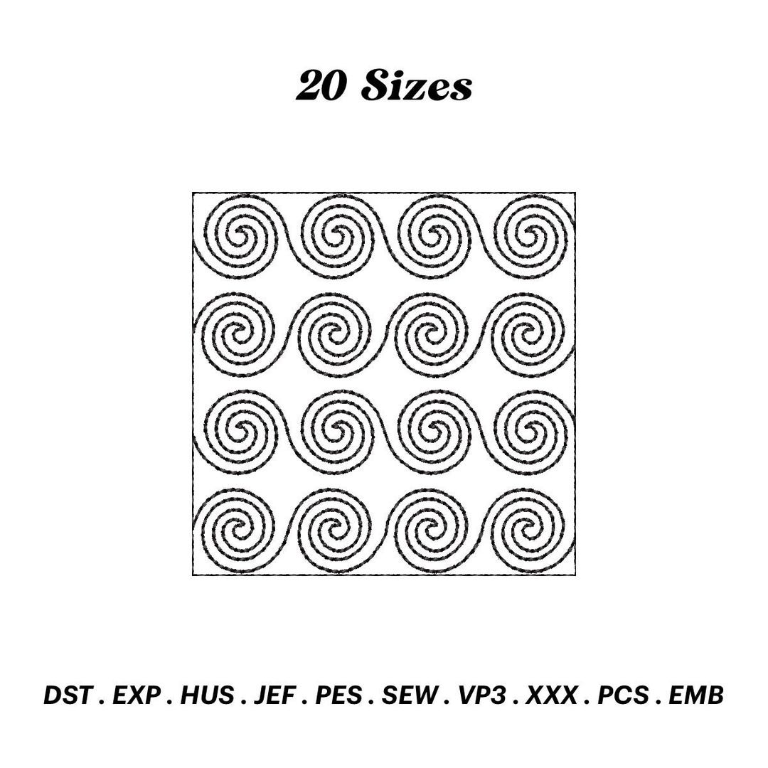 Spiral Quilt Block Embroidery Design: Swirl Quilting Pattern (digital ...