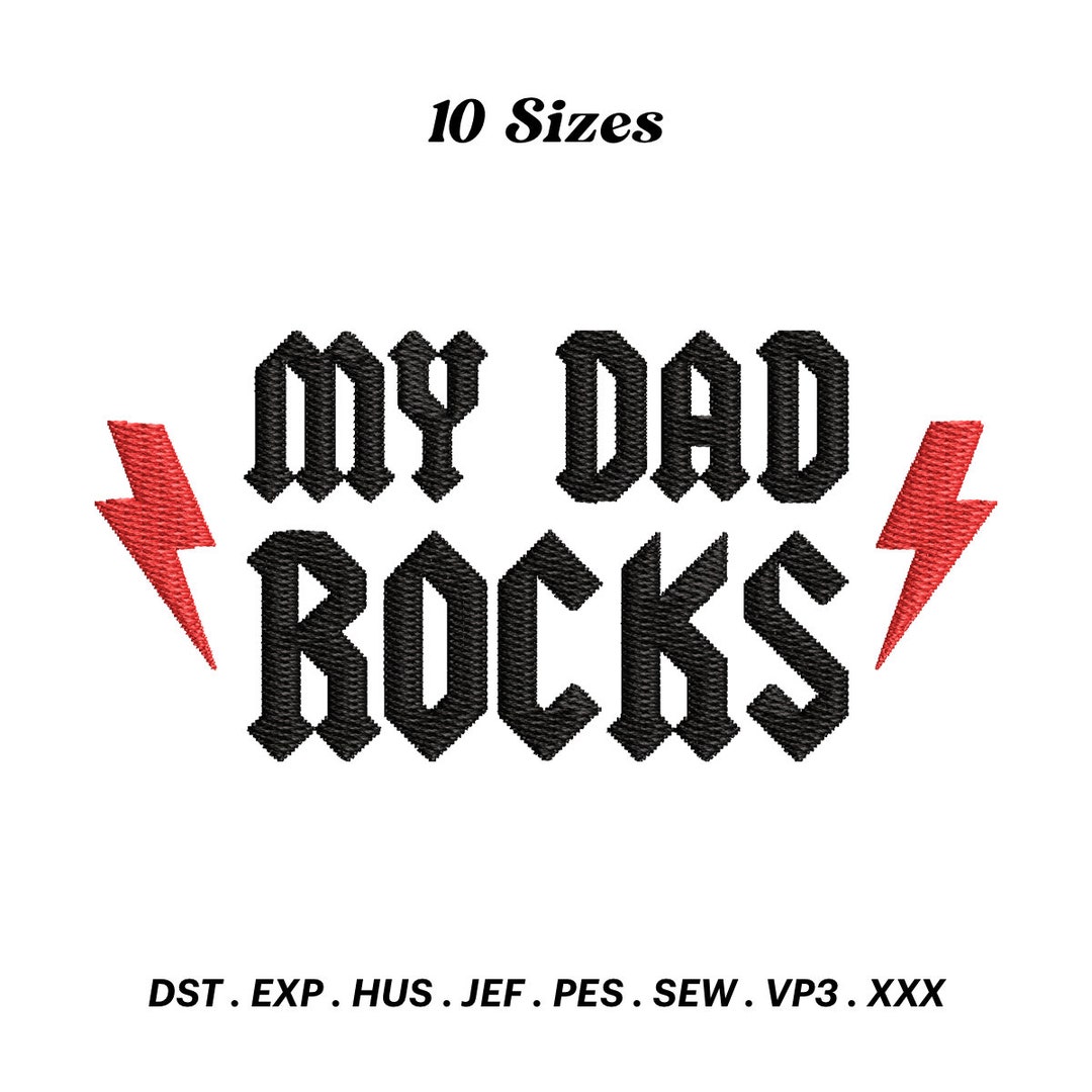 My Dad Rocks Embroidery Design, Gift for Dad, Lighting Rocks Embroidery ...