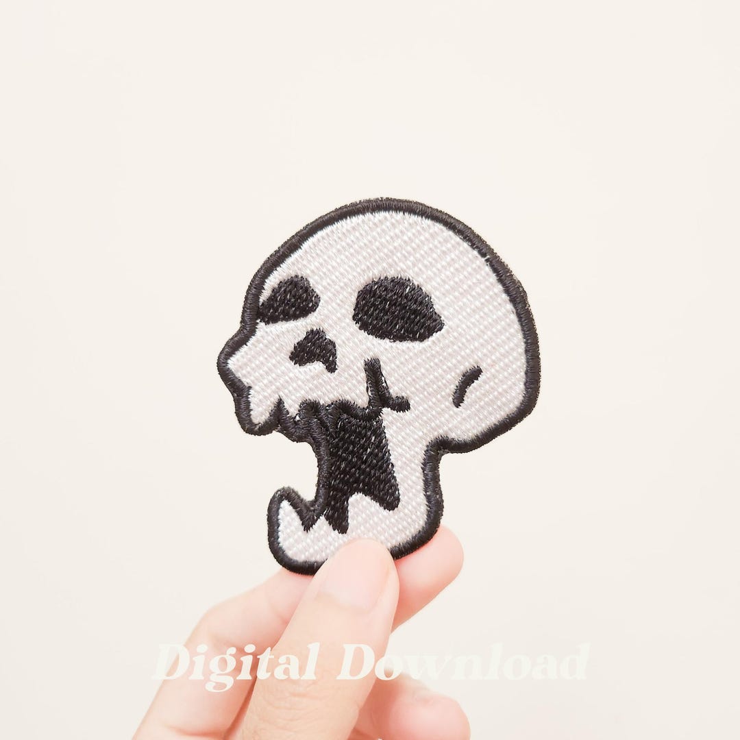 Skull Yawn Embroidery Design, Cute Skull Embroidery Patch, Kids ...