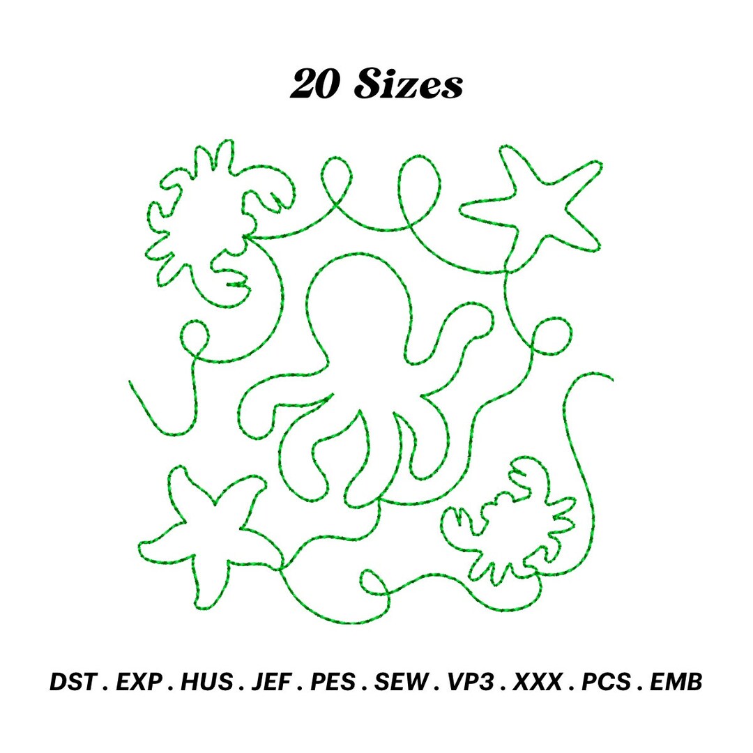 Sea Octopus Quilt Embroidery Design: Starfish & Crab (digital Download ...