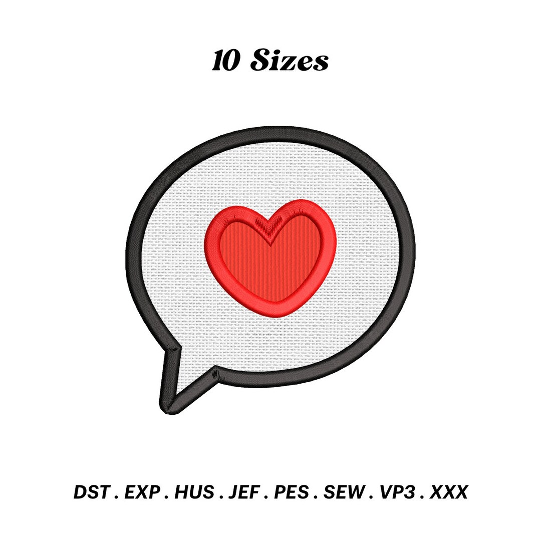 Heart Chat Bubble Applique Embroidery Design (digital Download) - Etsy