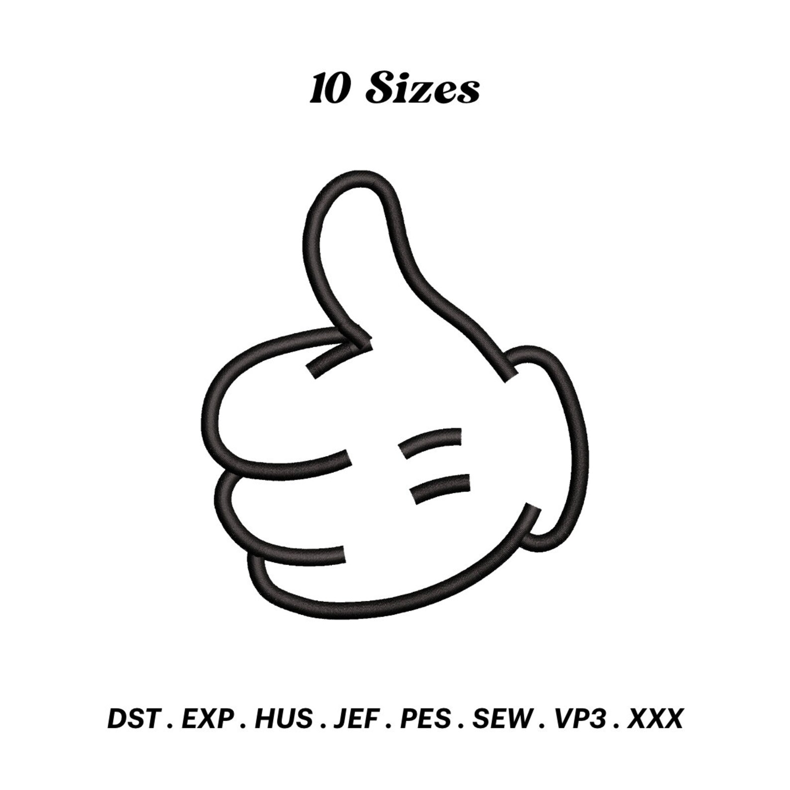 Cartoon Thumb up Hand Embroidery Design: Good Luck Outline (instant ...