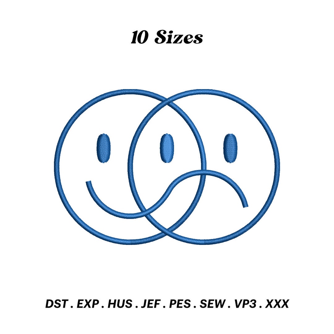Happy or Sad Face Embroidery Design, Smiley Embroidery Designs, Emoji ...