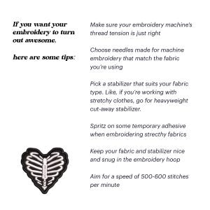 Heart Bone Embroidery Design: Skeleton Heart Patch (instant Download ...