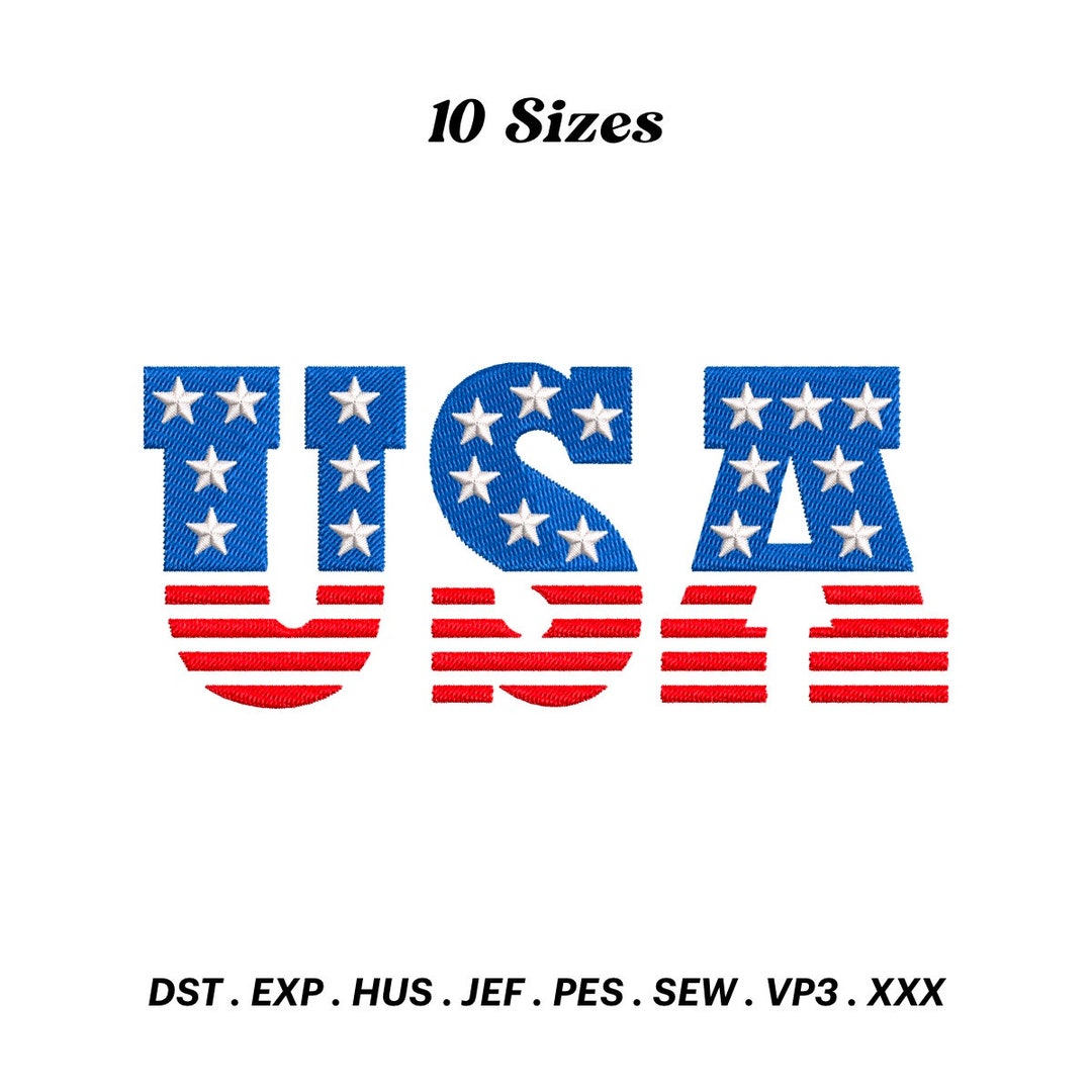 American Flag Embroidery Design: Patriotic USA Pattern (digital ...