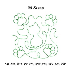 Cat Quilt Embroidery Design: Paw Print Stipple Pattern (digital ...