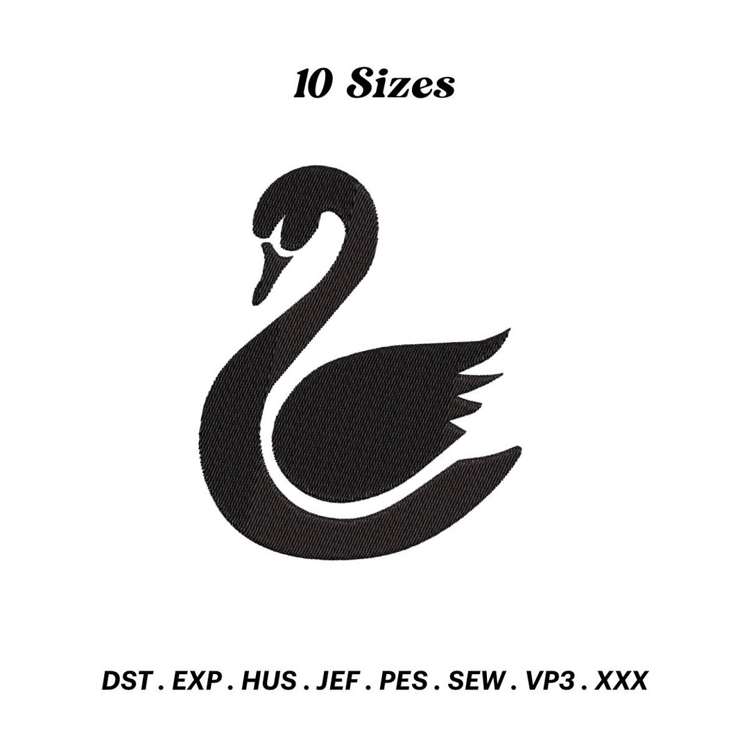 Swan Embroidery Design, Swan Silhouette, Animal PES File, Farm ...