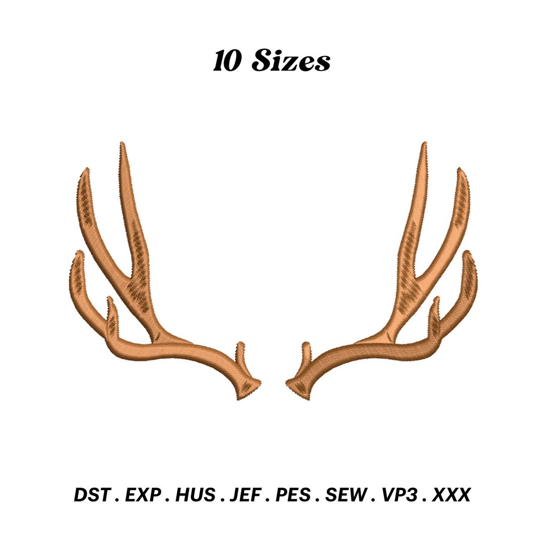 Antlers Deer Embroidery Design, Antlers Silhouette, Horns Embroidery ...