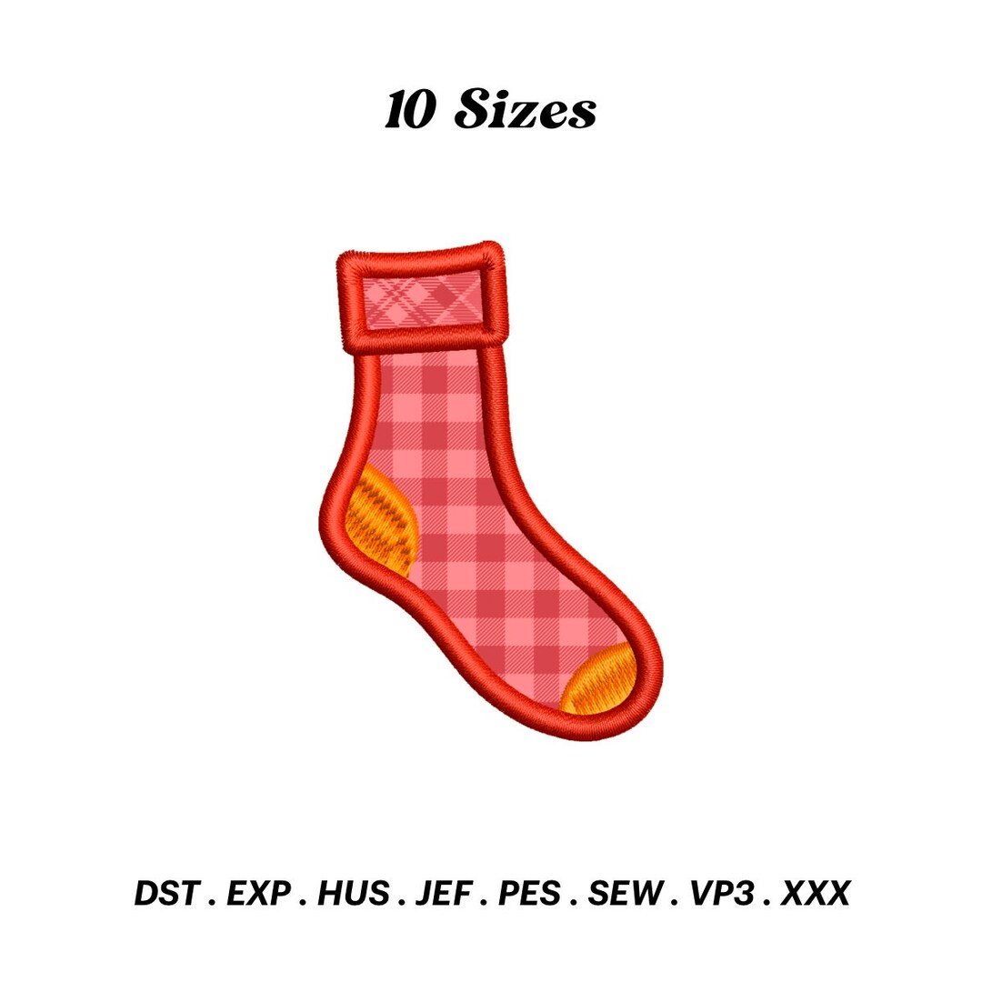 Sock Applique Embroidery Design, Christmas Stocking Applique, Sox Socks ...