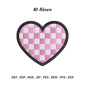 Checkered Heart Applique Embroidery Design, Valentine Heart Embroidery ...