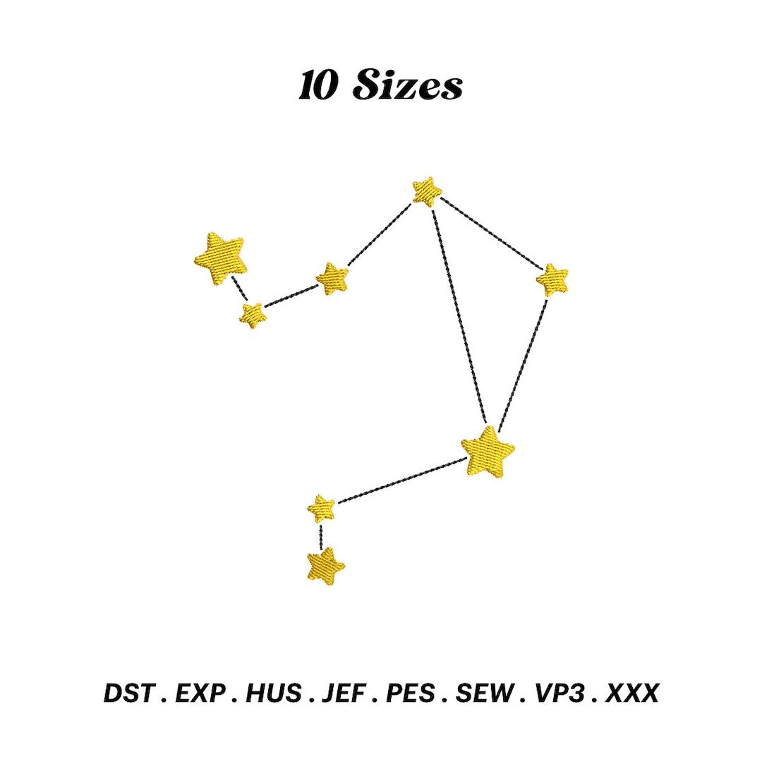 Libra Constellation Embroidery Design, Zodiac Sign Embroidery ...