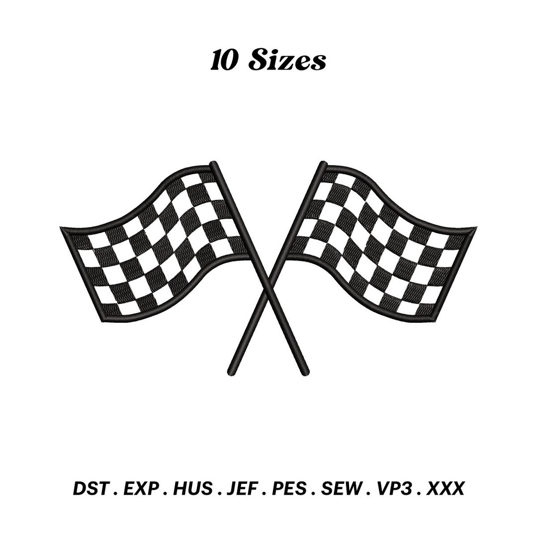 Checkered Flag Embroidery Design: Race Car Pattern (digital Download ...