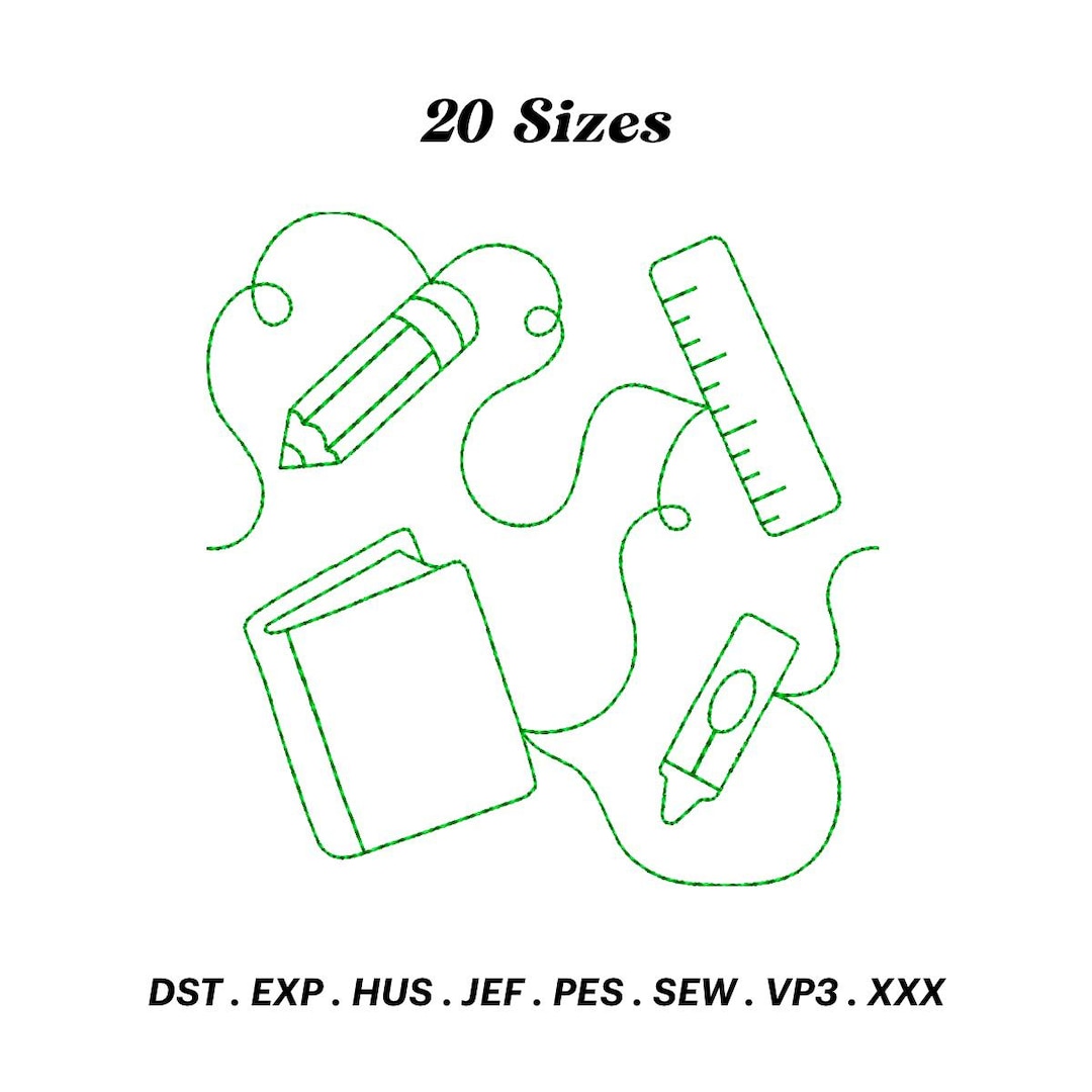 Back to School Quilt Embroidery Design, School Supplies Quilt Block ...