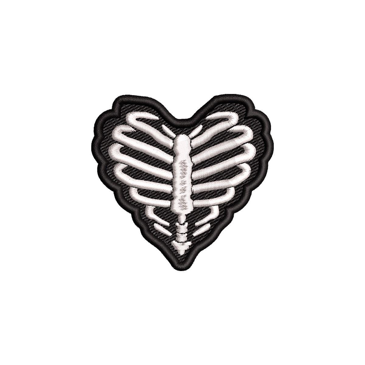 Heart Bone Embroidery Design: Skeleton Heart Patch (instant Download ...